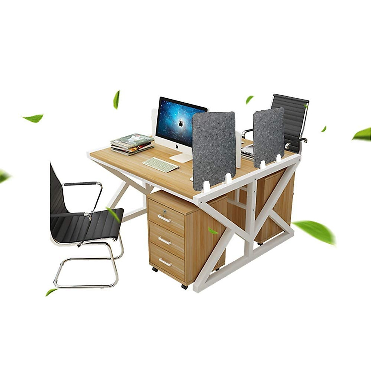 JSFURN Clamp-on 24 X 24 inch Desk Privacy Panel, Sound Absorbing Cubicle Desk Divider For Students, 2-Pack Acoustic Partition Grey, Office Cubicle, Classroom Dividers, Sound Proof Dividers