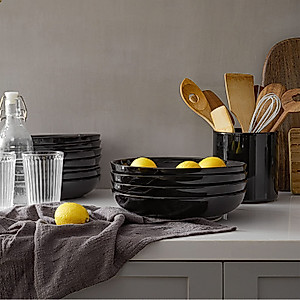 DOWAN 9.75" Large Pasta Bowls, 50 Ounce Large Salad Bowls, Ceramic Pasta Bowls Set of 4, Serving Bowls and Plates Set, Microwave and Dishwasher Safe