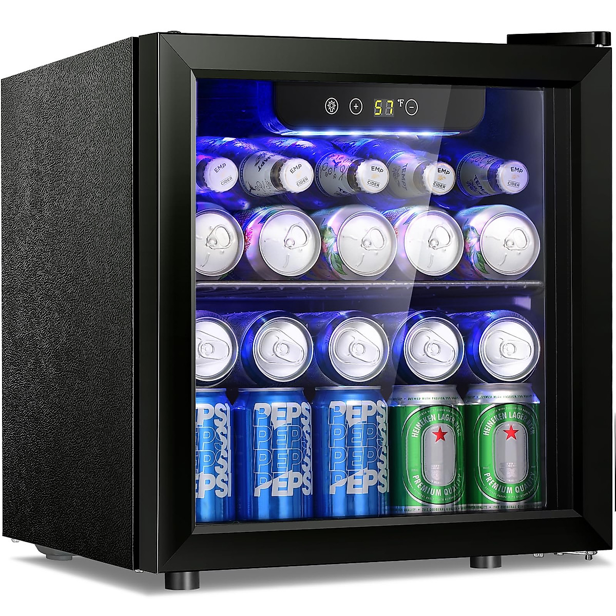 Antarctic Star 12 Bottle/48 Can Beverage Refrigerator, Wine Cooler/Cabinet, Mini Drink Fridge, Clear Front Glass Door Counter Top Red Cellar Beer Soda Bar Quiet Compressor Freestanding 1.3 cu.ft.……