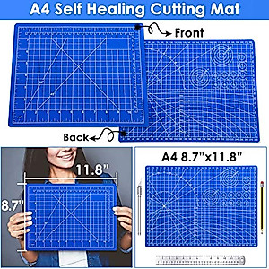 12" x 9" Rotary Cutting Mat, Caffox A4 Cutting Mat Self Healing Sewing Mat for Crafts Double-Side Cutting Board for Fabric, Hobby Quilting, Clay, Model and Scrapbookin