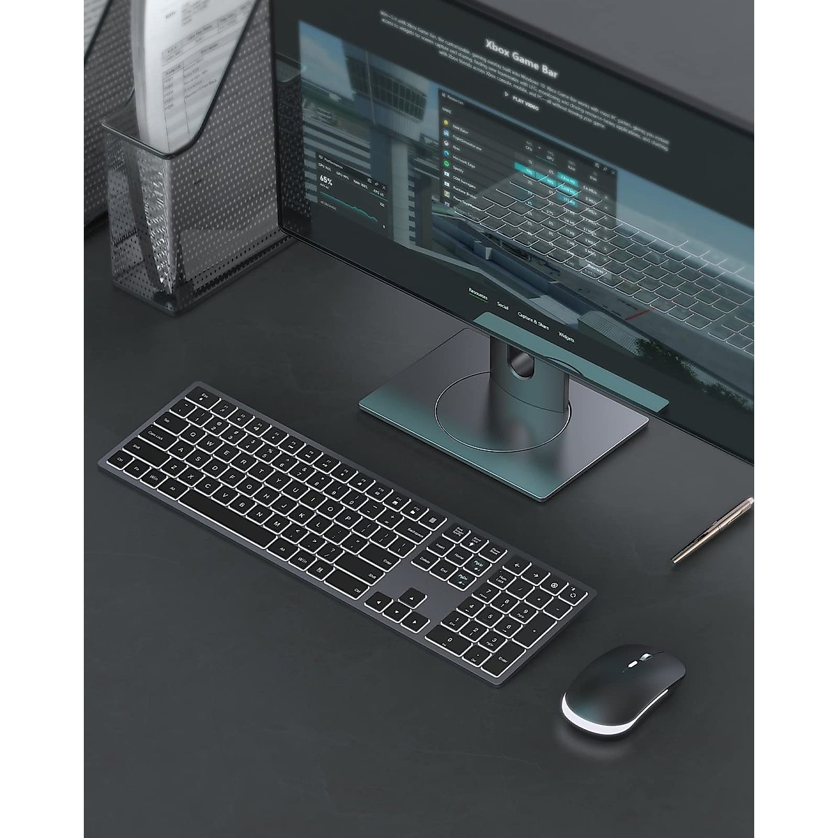 seenda Wireless Backlit Keyboard and Mouse Combo, 2.4G USB Silent Keyboard and Mouse Rechargeable Full-Size Ultra Slim Keyboard & Mouse Set for Windows PC Computer, Laptop, Desktop