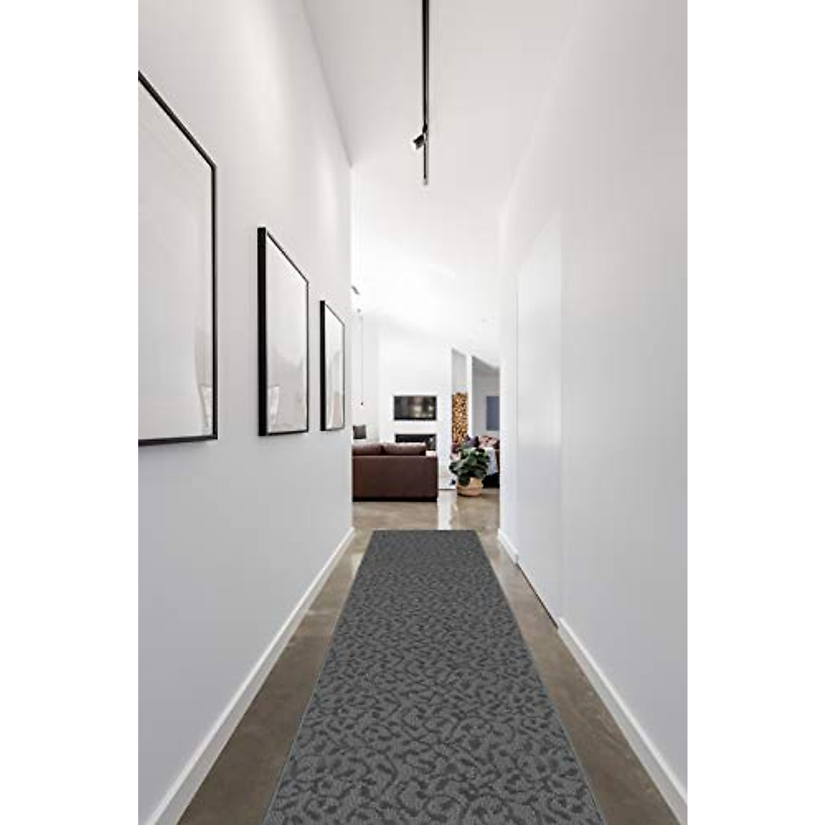 Garland Rug Ivy Vine Area Rug Runner, 3 ft x 12 ft, Cinder Gray