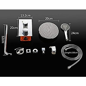 TECKI Kitchen Taps Brass Wall Mounted Bathroom Thermostatic Faucets Mixer Bath Shower Set With Round Shower Head Chrome Finish