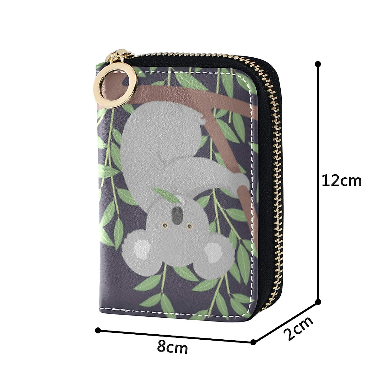 susiyo Cute Koala Sit On Tree Credit Card Wallet, RFID Blocking Compact Women Leather Card Holder Zipper Purse
