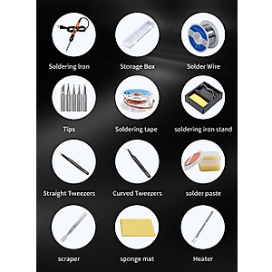 HUASOET Digital Soldering Iron 80W 110V, LCD Display Portable Electric Solder Iron, Sautering Gun Kit for Electronics - Auto Sleep, Fast Heating, Adjustable Temperature