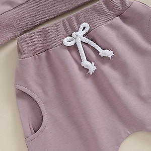 Toddler Baby Girl Clothes Long Sleeve Letter Print Sweatshirt and Stretch Jogger Pants Newborn Fall Winter Outfit (Mama is My Bestie Purple, 18-24 Months)