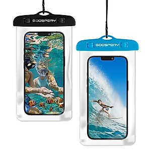 GOOSPERY [2-Pack] Universal Waterproof Phone Pouch, Underwater Cellphone Dry Case Beach Bag Compatible with iPhone 14 13 12 11 Pro Max Mini Xs XR, Galaxy S23 S22 S21 S20 Ultra Note20 up to 6.8"