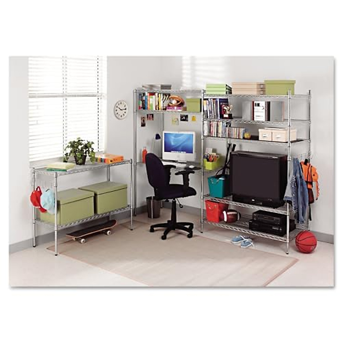 Alera ALESW504818SR NSF Certified Industrial 4-Shelf 48 in. x 18 in. x 72 in. Wire Shelving Kit - Silver