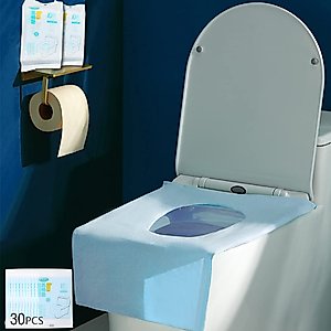 Disposable Toilet Seat Covers Extra Large,30 Count Travel Set Waterproof Individually Wrapped Portable Non Slip PE Toilet Seat Covers for Adults Kids Toddlers Potty Training(16"x 24")