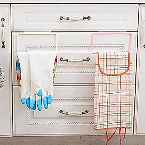 Modern Kitchen Over Cabinet Plastic Towel Rack, Hang on Inside or Outside of Doors, Storage and Organization for Hand and Dish Towels, Rag(White)
