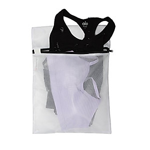 Mesh Laundry Bags - Set of 5 (2 Large, 1 Medium & 2 Premium Round Double Layer Wash Bags - White & Black) for Delicates, Reusable Face Masks, Socks, Baby Items and Laundry Travel Organization