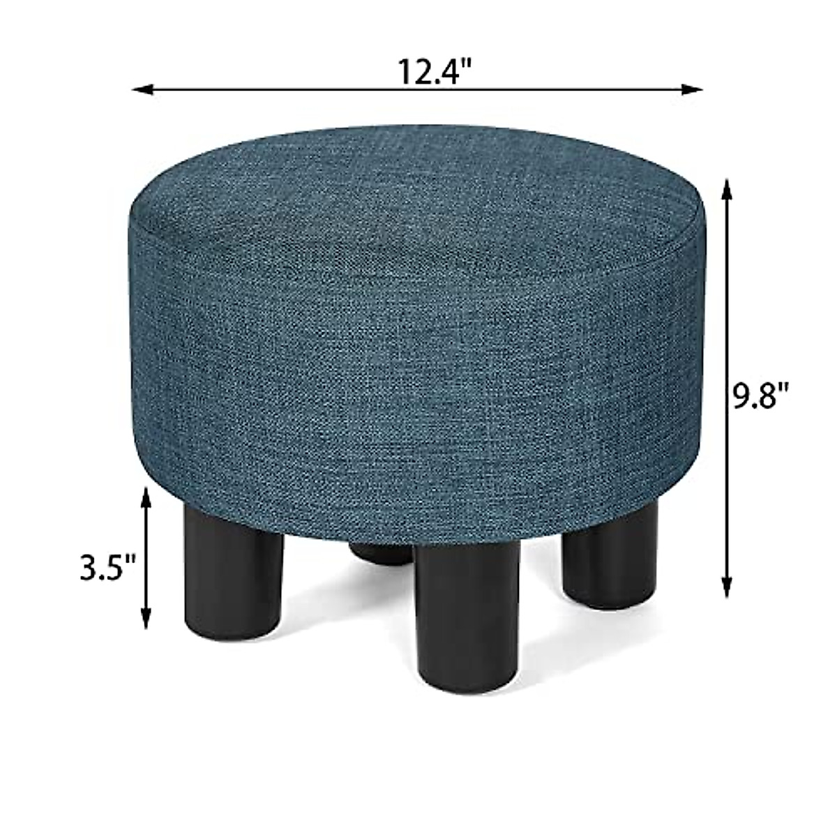 Joveco Small Footstools, Linen Ottomans Round Footrest Stool, Under Desk Upholstered Foot Stools with Plastic Legs, 10" H Mini Ottoman Sofa Stool for Couch, Bedside, Living Room