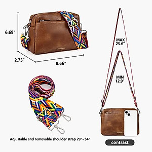WESTBRONCO Small Crossbody Bags for Women, Shoulder Handbags, Wallet Satchel Purse with Adjustable Strap Brown
