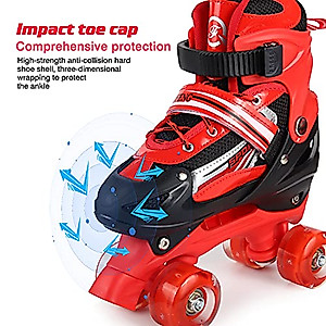 Perzcare Roller Skates for Girls/Boys, Kids Roller Skates for Children Outdoor Indoor Adjustable 4 Sizes with Light Up Wheels