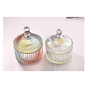 CHOOLD Luxury Colorful Tent Shaped Crystal Candy Jar with Lid,Clear Glass Apothecary Jar Wedding Candy Buffet Jar Food Jar. 24oz