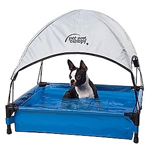K&H Pet Products Pet Pool and Canopy, Collapsible Dog Swimming Pool, Outdoor Portable Bath Tub, Medium 25 x 32, Gray