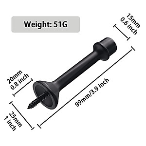 Triumph Hardware Heavy Duty Solid Rigid Door Stop with Soft Rubber Tip, Zinc Alloy Metal Solid Door Stopper Protect Wall & Door, (Matte Black), length 3 inches inch, Z81505