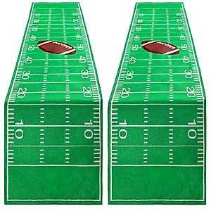 Tegeme 2 Pieces Thanksgiving Football Fall Leaves Table Runner Seasonal Autumn Harvest Kitchen Dining Table Decor Football Table Runner for Home Football Party Decoration, 14 x 72 Inch (Party)