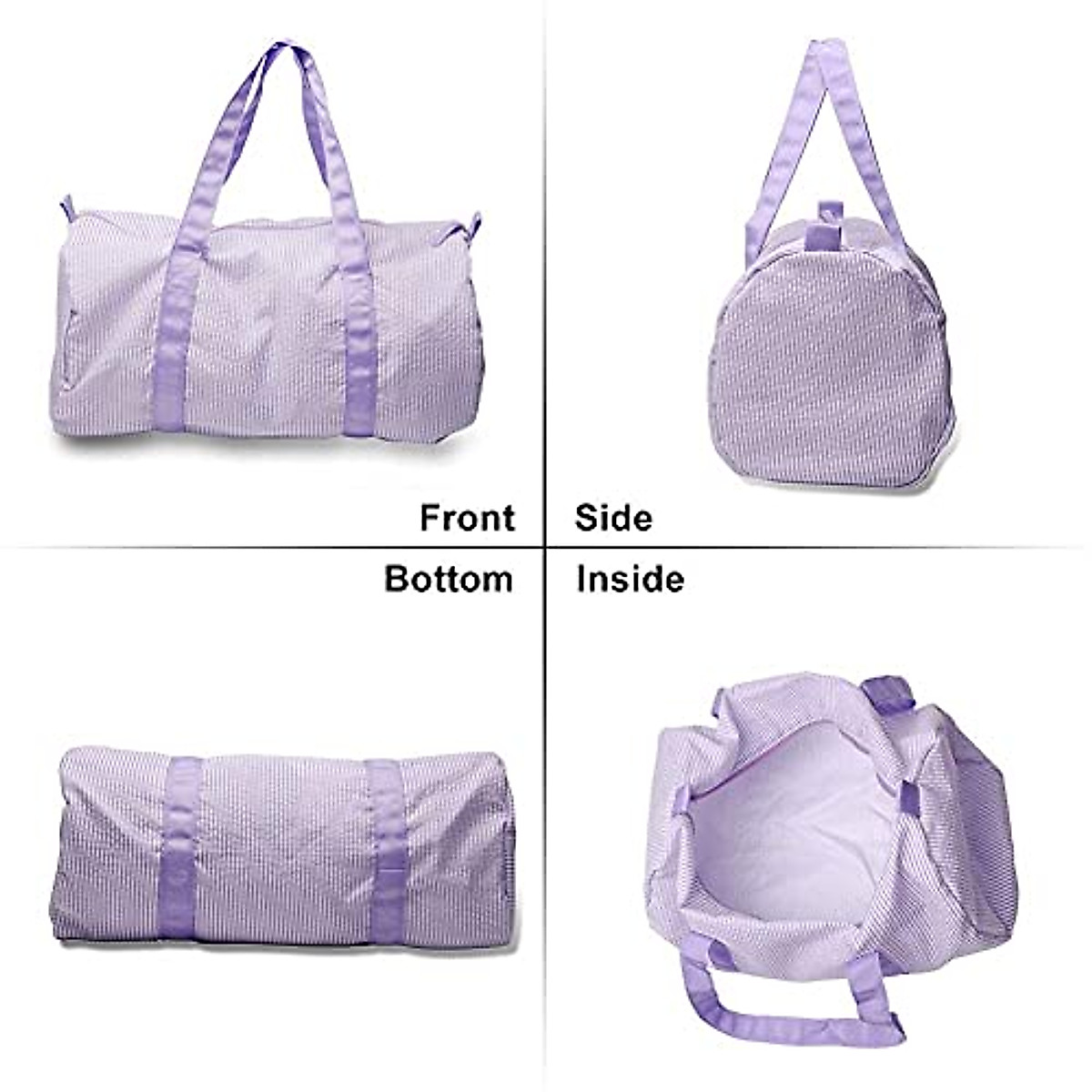 Gabigaba Kids Travel Overnight Bag Seersucker Carry On Lightweight Weekender Duffel Bag for Boys and Girls (Lavender)