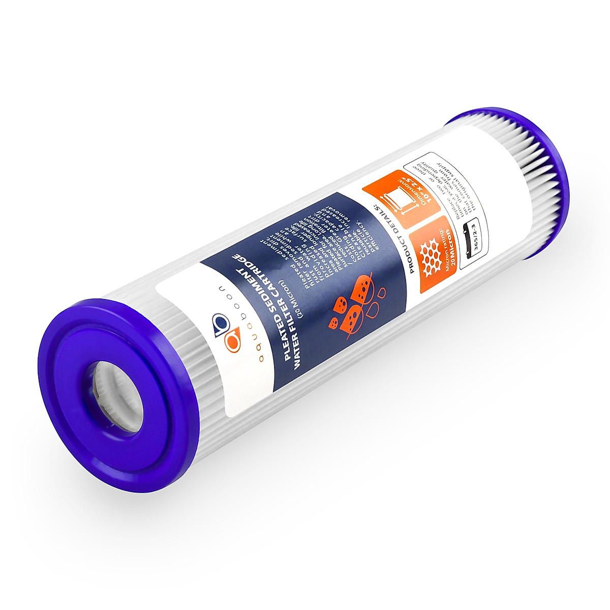 Aquaboon 20 Micron Pleated Sediment Filter Cartridge 10" x 2.5" Whole House Water Filter Replacement Compatible with WFPFC3002, WHKF-WHPL, 6-Pack