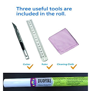 DUOFIRE Stained Glass Window Film Privacy Window Films Decorative Window Coverings Static Cling No Glue D95011 (35.4in. x 157.4in.) 90cm x 400cm