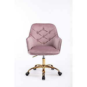 FATFISH Velvet Swivel Shell Chair for Living Room, Office, Modern Leisure Arm Chair in Pink