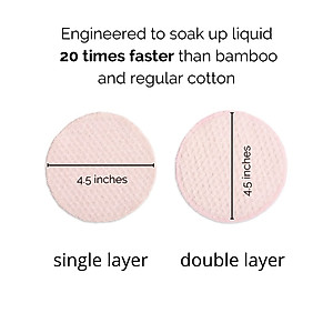 Popped Organic Cotton Breast Pads | Reusable and Washable Nursing Pads | Extra Absorbent Breastfeeding Pads | 1 Day Pair, 1 Night Pair (Pink, 4.5")