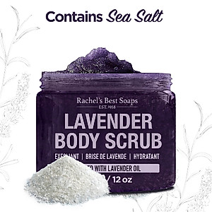 BeautyFrizz Lavender Body Scrub for Women - Exfoliating Body Scrub - Contains Sea Salt, Aloe and Shea Butter - Gently Exfoliates - 24 Oz - Pack of 2
