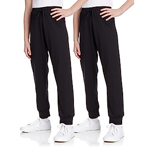 Sweet Hearts Girls' Fleece Sweatpants - 2 Pack Super Soft Athletic Performance Jogger Pants: Made in USA (7-16), Size 10-12, Black/Black