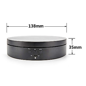 Leadleds 360 Degree Turntable Display Stand, 3 Speeds Electric Rotating Display Stand for Photography Video Shooting Props Jewelry (Black)