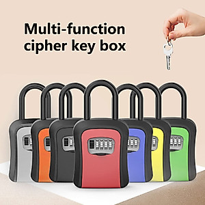lamphle 1 Set Key Box with Code Wall Mount Organizer 4 Digit Key Combination Lock High Hardness Quick Reset Safe Lock Box Plastic with Hanging Hook Storage Key/Card Password Lock Black