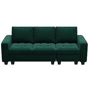 Belffin Velvet Modular Sofa Couch 3 Seater Sofa Couch for Living Room Green