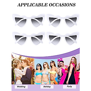 Flutesan 20 Pairs Heart Shaped Sunglasses Vintage Heart Glasses Women Bachelorette Sunglasses for Wedding Party(White with Gray Lenses)