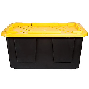 ANF BRANDS (12-Pack) Heavy-Duty 27-Gallon Black and Yellow Storage Bins, Stackable with Secure Lids for Ultimate Organization