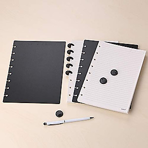Eagle Discbound Notebook, Customizable Notebook, Junior Size, Poly Cover, 60 Sheets Ruled/Lined Pages (Black)