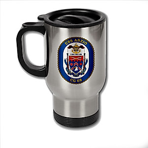 ExpressItBest Stainless Steel Coffee Mug with U.S. Navy USS Anzio (CG 68) cruiser emblem (crest)