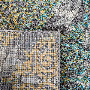 SAFAVIEH Evoke Collection 2'2" x 4' Grey/Ivory EVK230D Medallion Damask Non-Shedding Living Room Bedroom Accent Rug