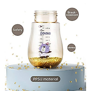 POTATO Sippy Cups For Toddlers with Straw Spill Proof, PPSU Learner Cup with Handle for Boy, Water Bottle for Baby 6 Months with 2 Type of Spout, 10 Ounce Blue