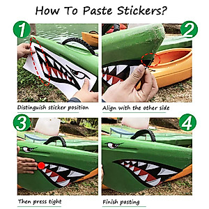 TENSPAL Shark Teeth Mouth Decals Sticker Kayak Boat Fishing Canoe Graphics Car Truck Reflective Graphics Accessories 2 Pcs