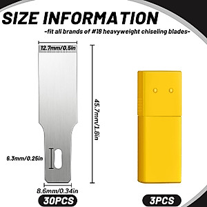 Size 18 Chiseling Blades SK5 Knife Blades No Handles Knife Square Blade Carbon Steel Chisel Tip Knife Blade with Plastic Storage Boxes for Craft Carving Chiseling Shaving Cutting (30 Pack)