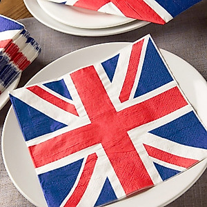 Juvale 100 Pack UK Flag Napkins for British Party Decorations, Union Jack, Birthday Parties, Celebrations, Special Occasions (13x13 Inches)
