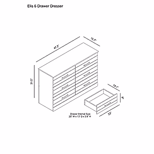 Galano Elis 6 Drawer Dresser - Dressers - Dressers & Chest of Drawers - Dresser for Bedroom - Dresser Organizer - Tall Dresser - Wood Dresser - Dusty Grey Oak