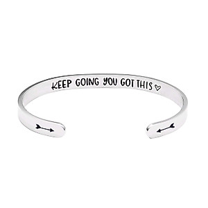 Jvvsci Keep Going You Got This Cuff Bracelet, Inspirational Motivational Gift, Friends BFF Sisters Encouragement Gift,Uplifting Gift for Her, Strength Jewelry, Arrow Symbols, Secret Message