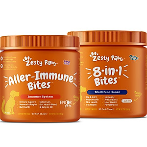 Allergy Immune Supplement for Dogs Lamb- with Omega 3 Wild Alaskan Salmon Fish Oil + Multifunctional Supplements for Dogs - Glucosamine Chondroitin for Joint Support