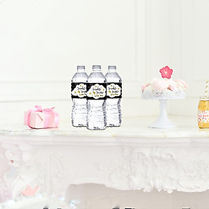 Black Gold Twinkle Twinkle Little Star Water Bottle Labels Stickers/Gender Reveal Bottle Wrappers/Welcome Baby/New Born Sign Baby Shower Party Water Labels Supplies (Set of 32)