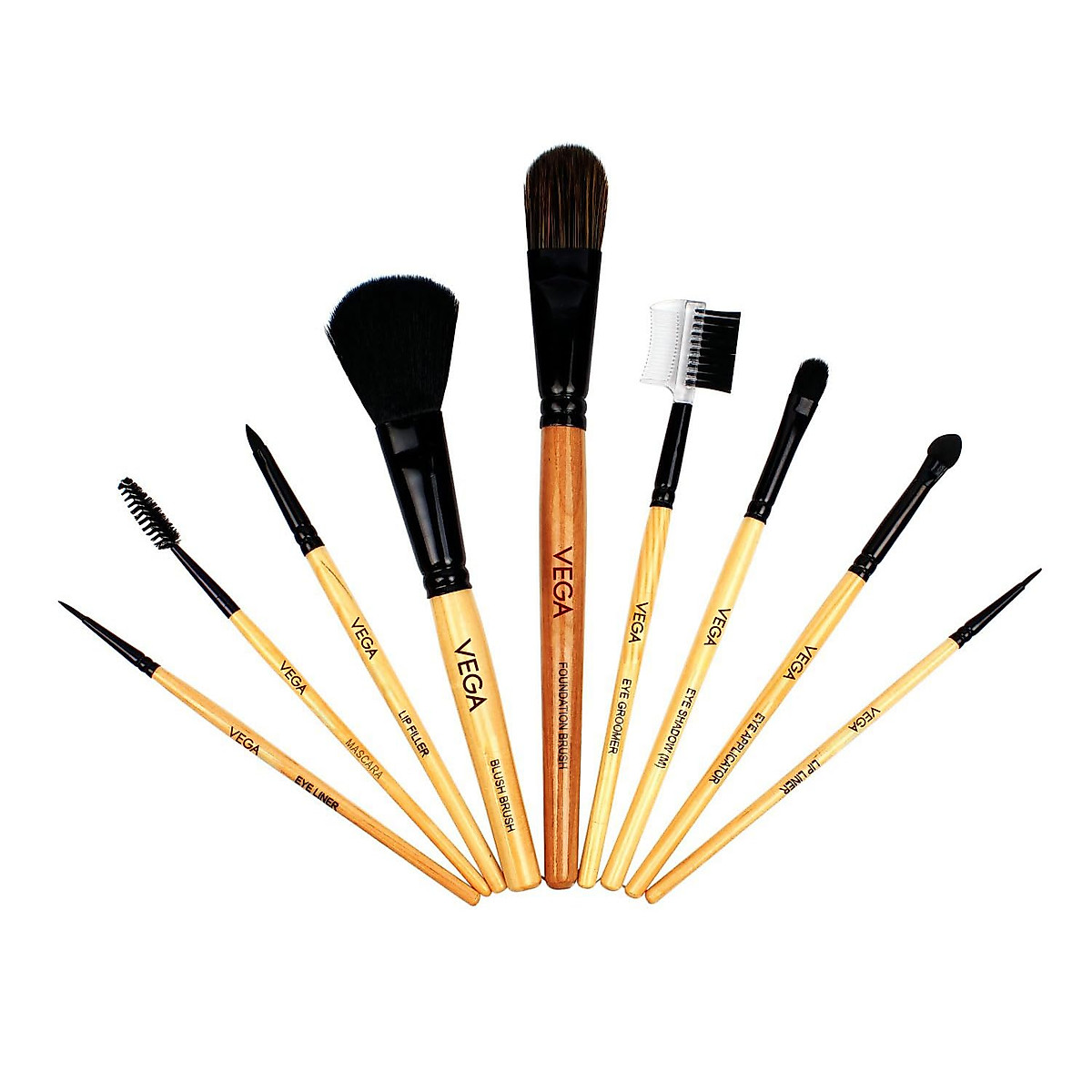 Set of 9 Vega Make-Up-Brushes EVS-09