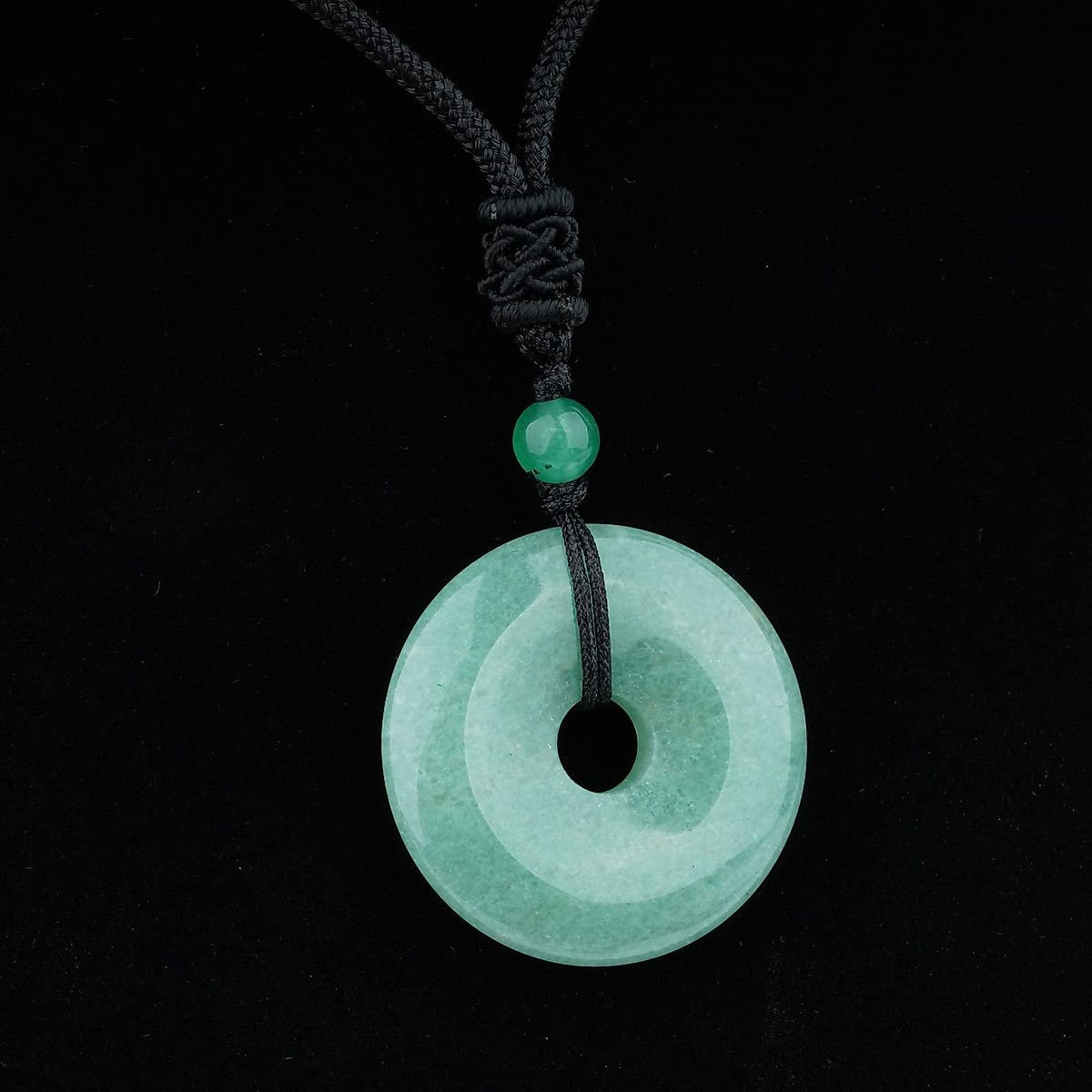 ASGIFT Green Aventurine Crystal Necklace Jade Circle Donut Protection Pendant with Adjustable Rope Healing Stone 30mm Round Lucky Coin Necklace Jewelry Gifts for Men Women