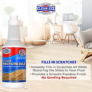 Clean-eez Ultimate Floor Restorer & Polish - Revitalize, Protect, Shine Wood, Laminate, Vinyl, Bamboo, Slate, Terracotta & More (1 Bottle)