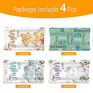 Custom Changing Pad Cover Set - Jersey Knit Comfy CozyUltra Soft Unisex Diaper Changing Table Covers with Personalized Name for Baby Boys Girls - Waterproof Ultra Soft 4 Pcs Set Style22