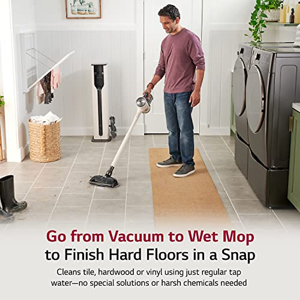 LG CordZero Cordless Vacuum Cleaner with Auto Empty, Lightweight Stick Vac for Carpet and Hard Floors, 120 Min Run Time, 10-Year Motor Warranty, Power Mop, Sand Beige